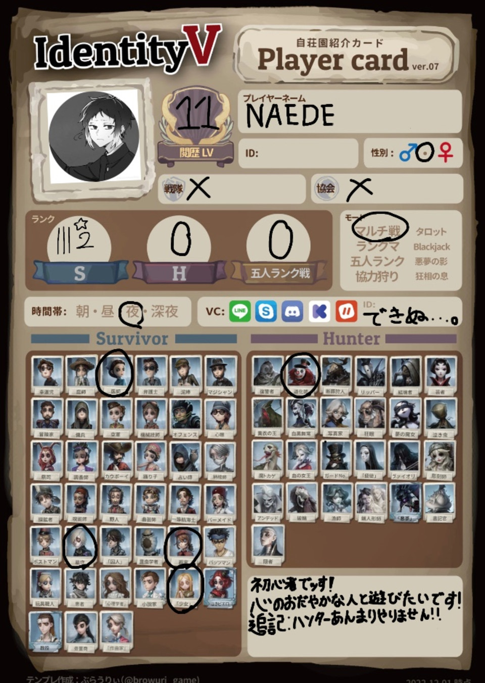 第1話：一応の自己紹介！！（第五人格日記）｜無料スマホ夢小説ならプリ小説 byGMO